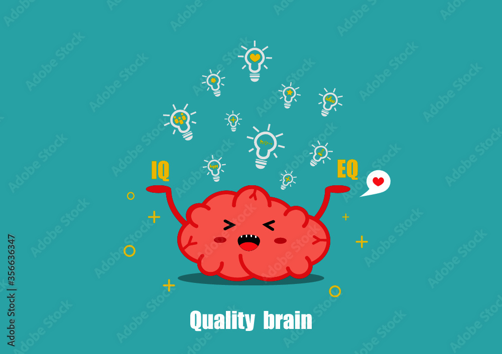 qulity brain cartoon vector.IQ and EQ is balance. Stock Vector | Adobe ...