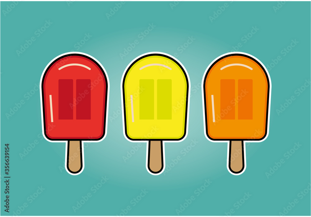 Fruit Ice lolly popsicle treat cartoon vector for summer. Delicious ...