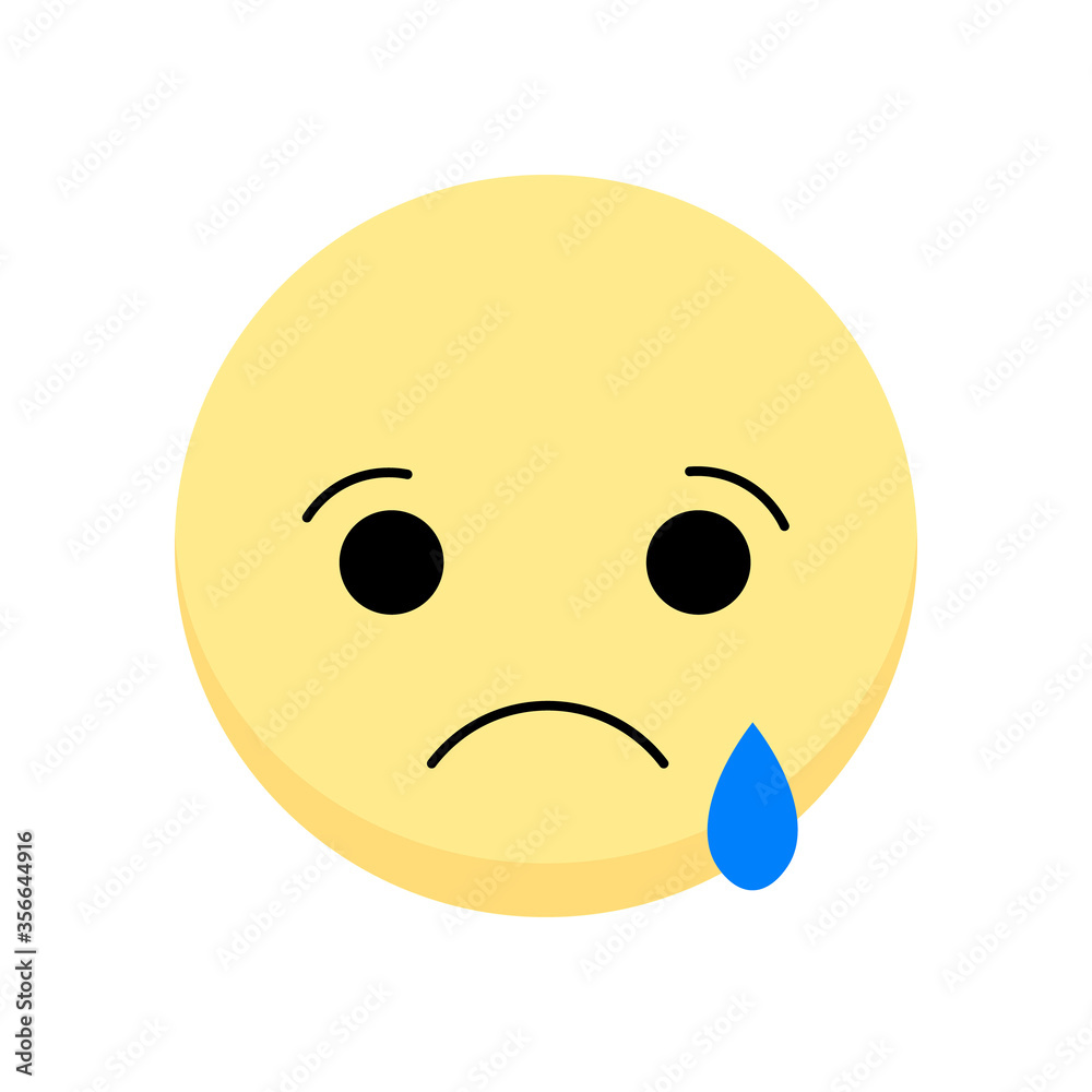 Sad Cry Emoticon Facebook Sad Cry Smile Emoji On White Background Vector Emoji Yellow Cry Sad
