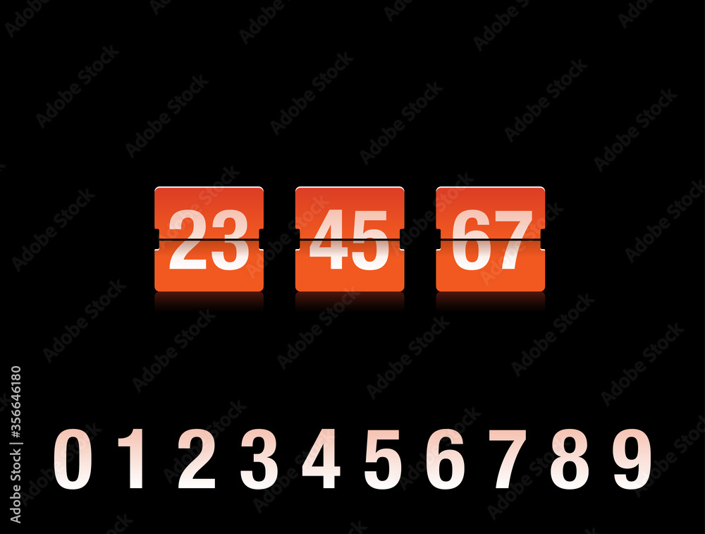 Flip countdown clock with two-digit number - orange counter timer on ...