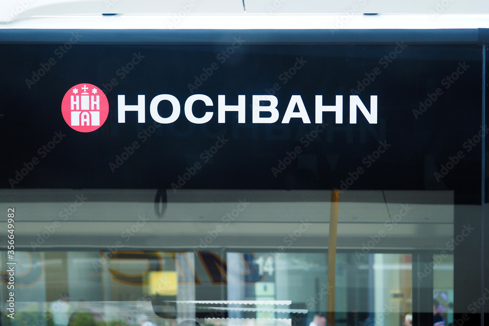Hamburg, Germany - July, 2019: Logo Hochbahn on bus. Hamburger Hochbahn ...