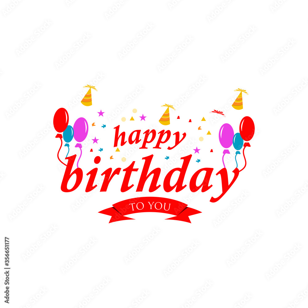 happy birthday logo design vector illustrator Stock Vector | Adobe Stock
