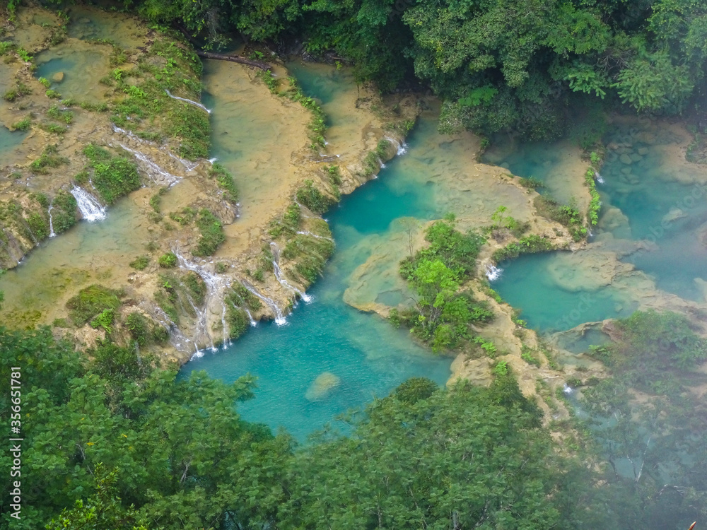 Natrual water pools of Semuc Champey Aerial Perspective in Guatemala ...