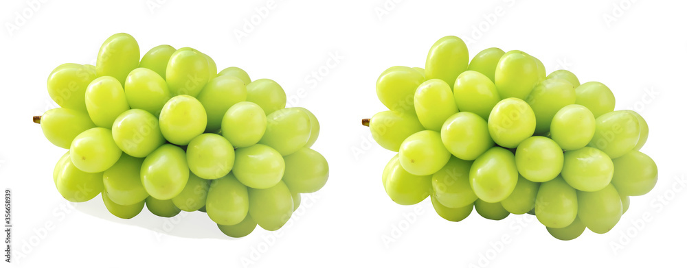 Beautiful bunch of green Muscat grape with and without shadow isolated ...