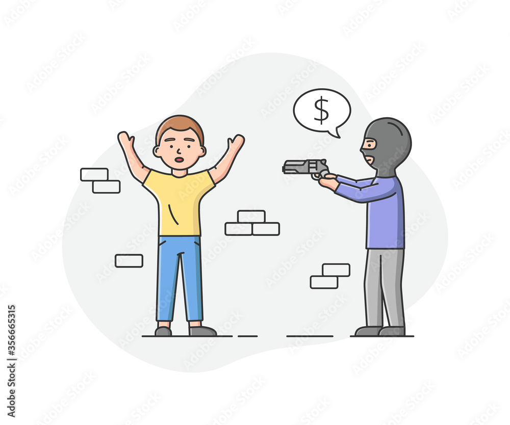 Concept Of Urban Security and Robbery. Crime And Chaos On The Streets ...