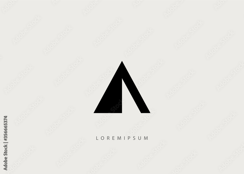 letter A logo template. Initial A and simple pyramid vector Stock ...