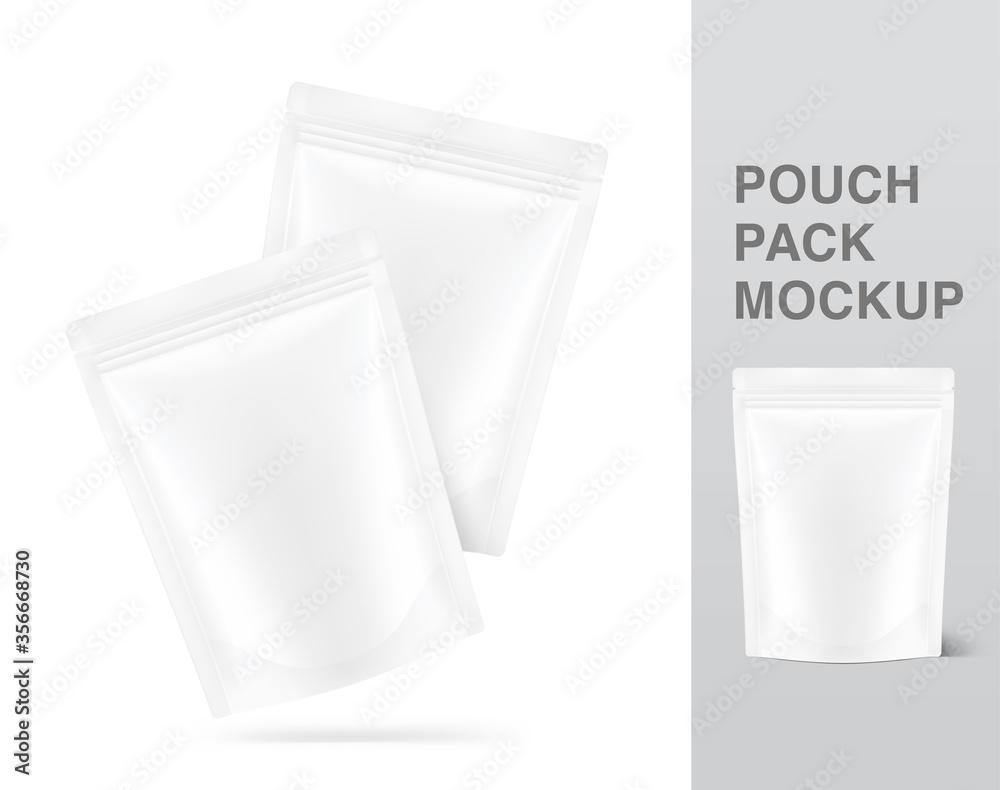 Pouch bag mockup isolated on white background. Vector illustration ...
