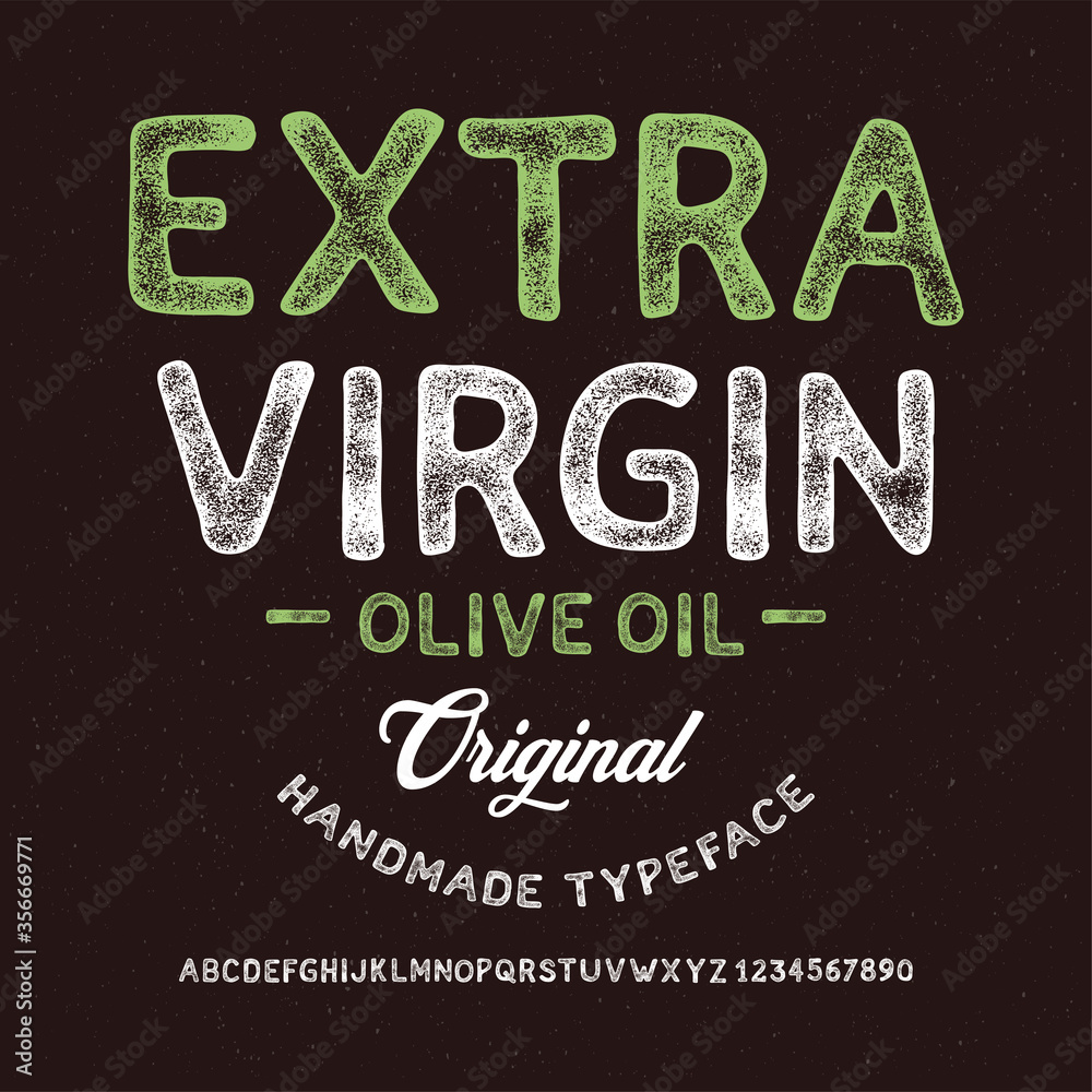 "Extra Virgin. Olive Oil" Original Handmade Textured Font . Retro ...