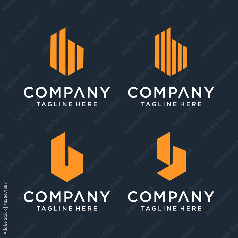 set of creative monogram letter B logo design template. The logo can be ...