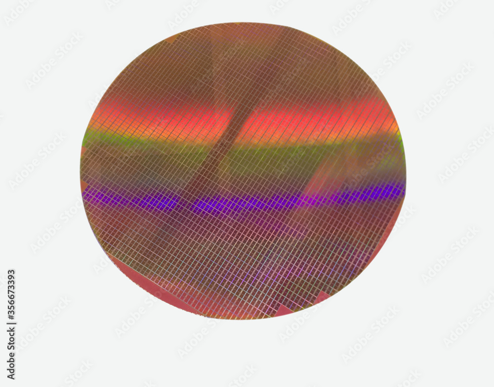 Silicon wafer on white background. .semiconductor Stock Photo | Adobe Stock