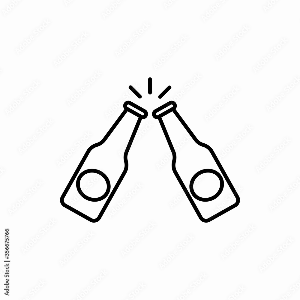 Outline beer bottle toast icon.Beer bottle toast vector illustration ...