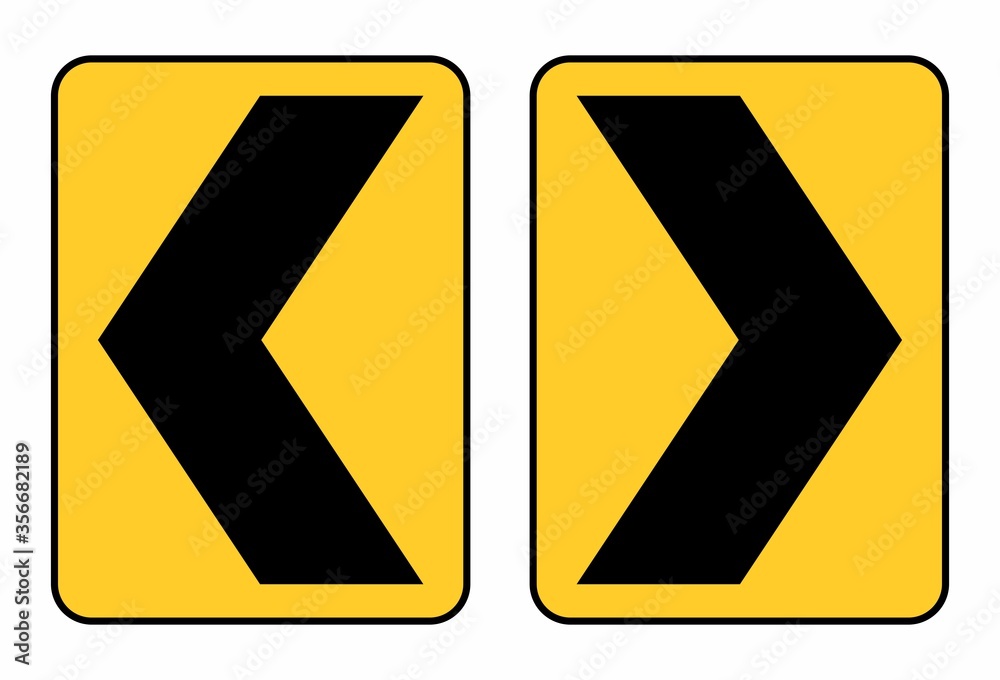 Left and right Chevron traffic signs on white background Stock Vector ...