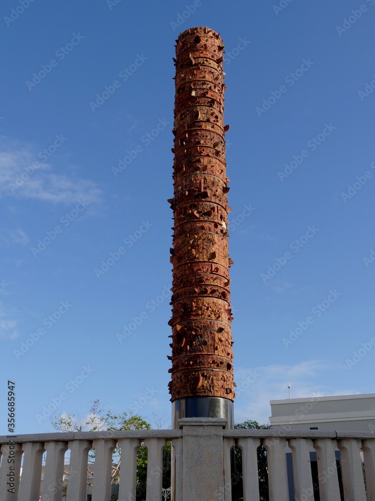 Totem Telurico or totem pole at the Quincentennial plaza of the Old San ...