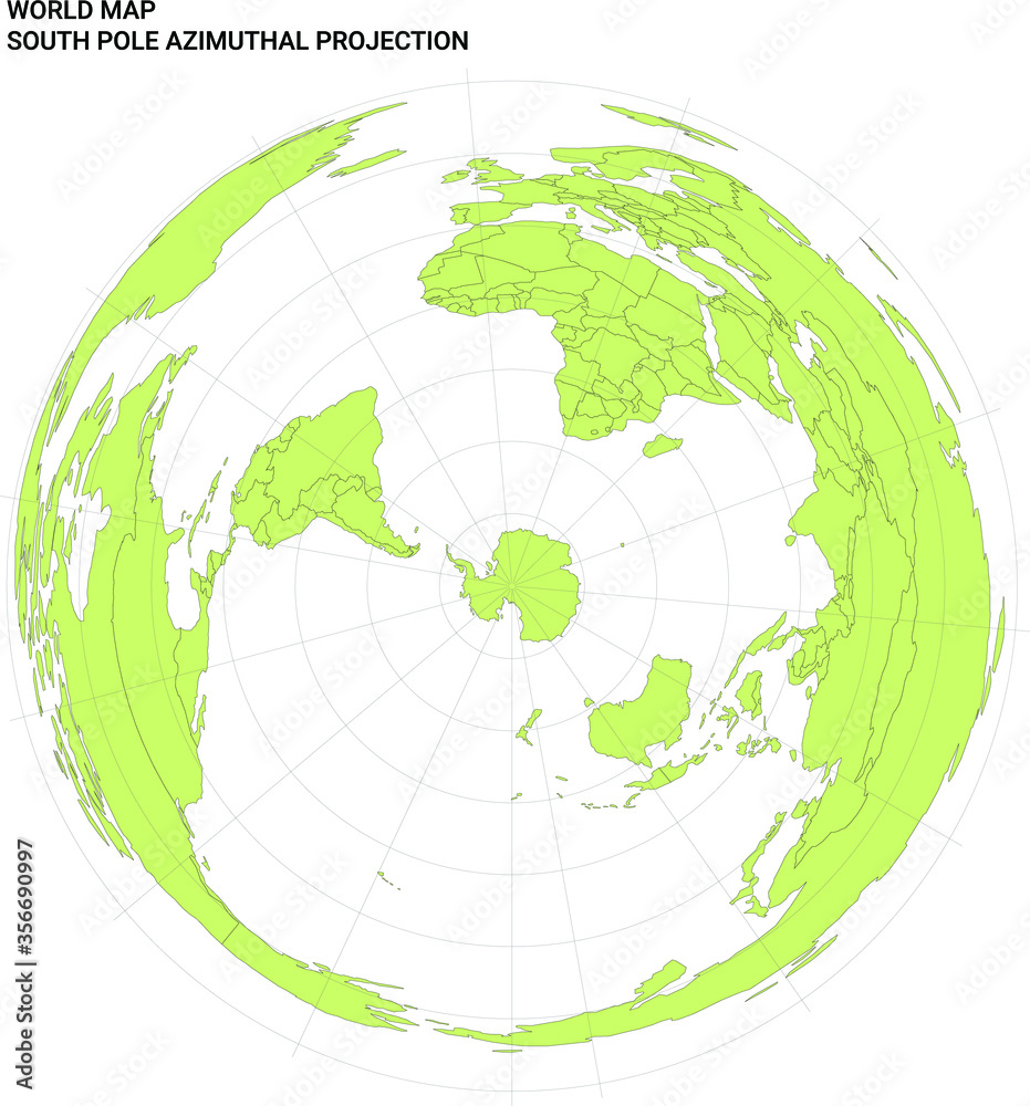 Poster World map. South pole azimuthal projection – Wall Art | UkPosters