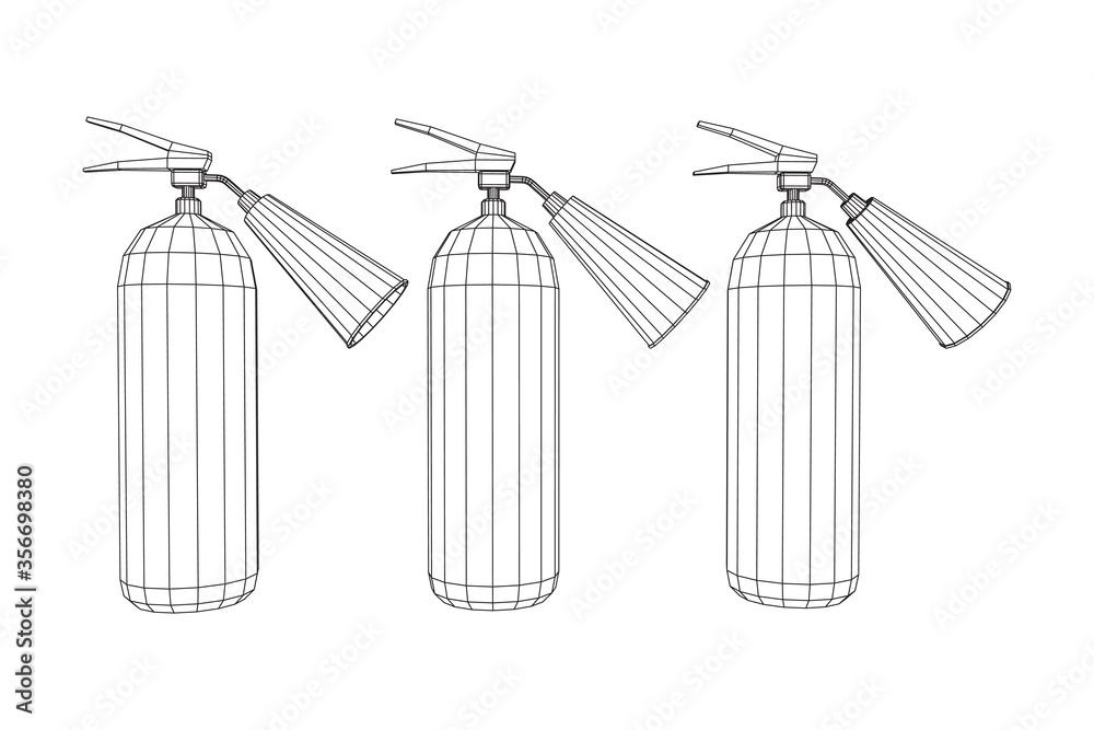 Fire extinguisher. Wireframe low poly mesh vector illustration. Stock ...