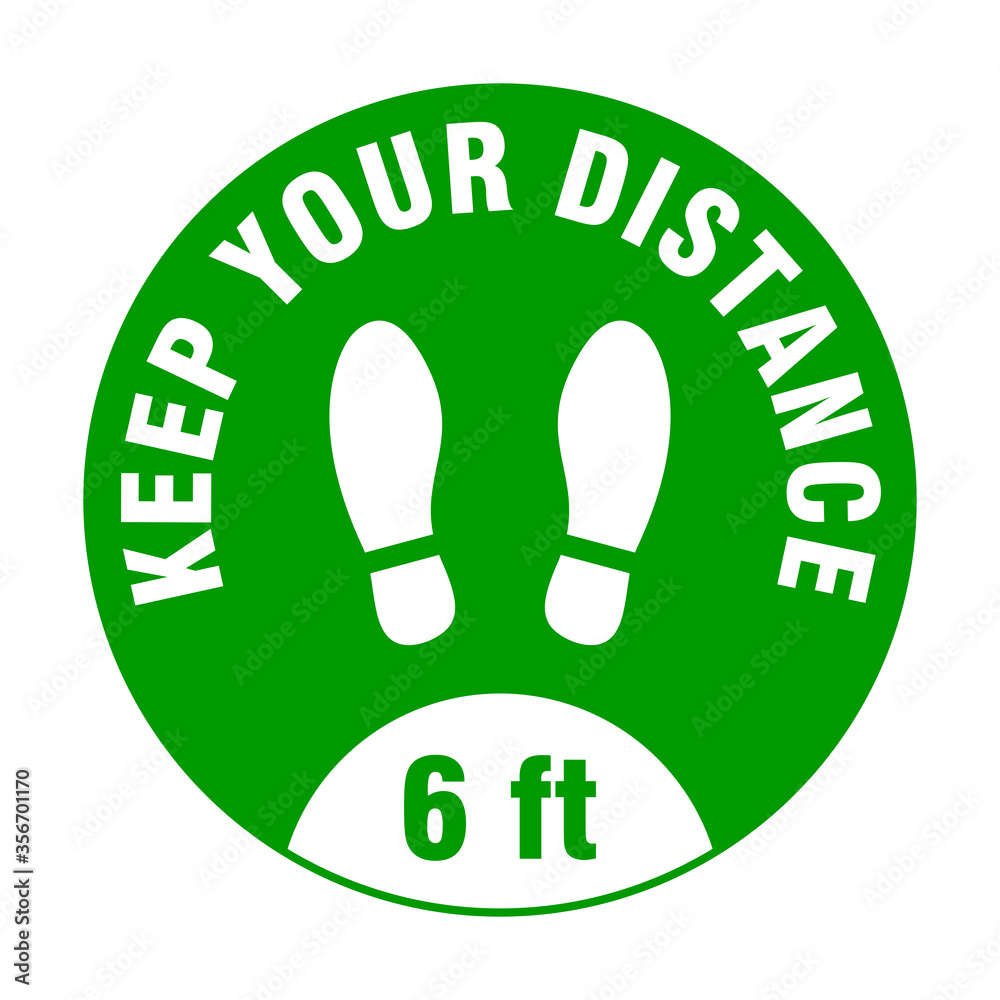 Keep Your Distance 6 ft and Stand Here Round Floor Marking Adhesive ...
