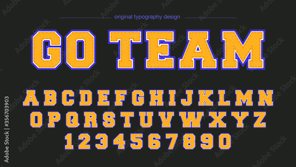 Orange Purple Varsity College Text Effect for Logos Stock Vector ...