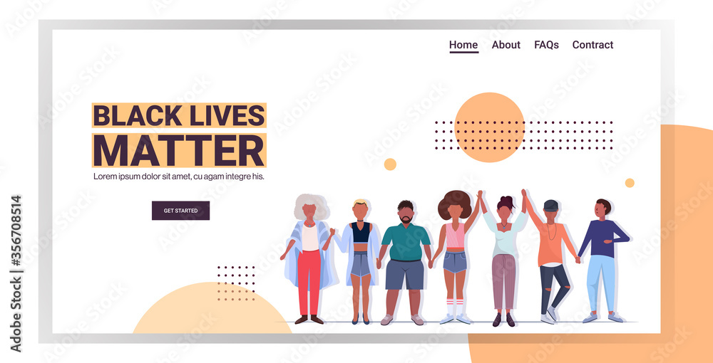 african american protesters holding hands black lives matter concept ...