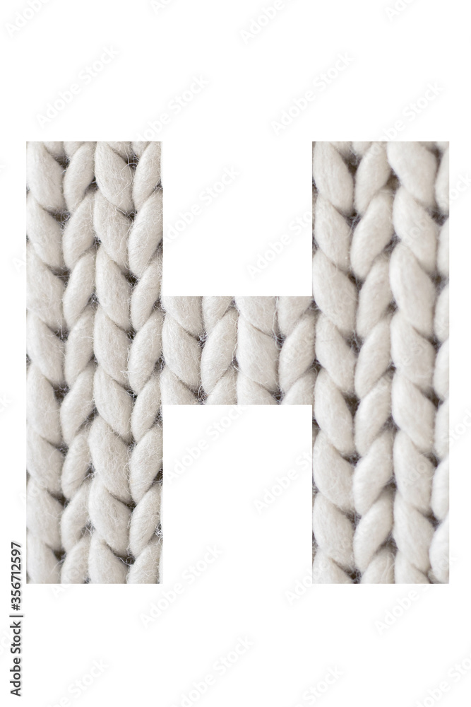Letter " H " is a knitted of the alphabet isolated on a white ...
