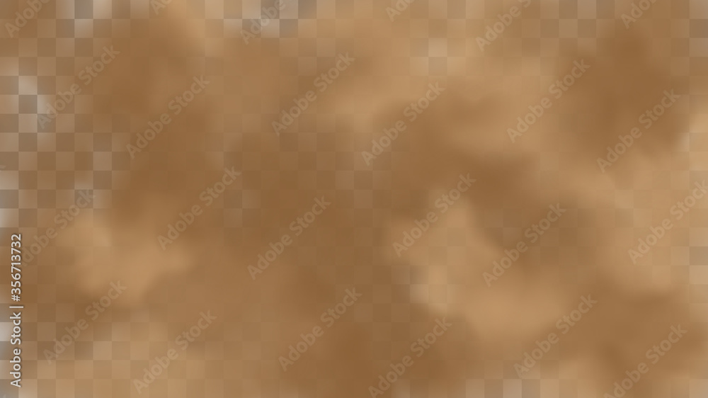 Realistic sand storm illustration. Vector brown dust cloud on ...