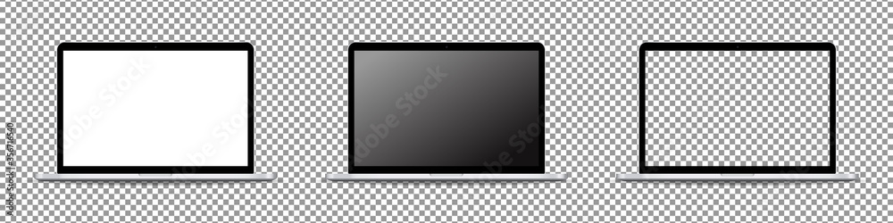 Modern laptop computer mockup set. Laptop with blank screen. Mockup ...