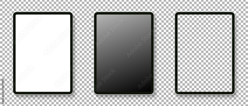 Modern Tablet display mockup set. Realistic tablet mockup isolated on ...