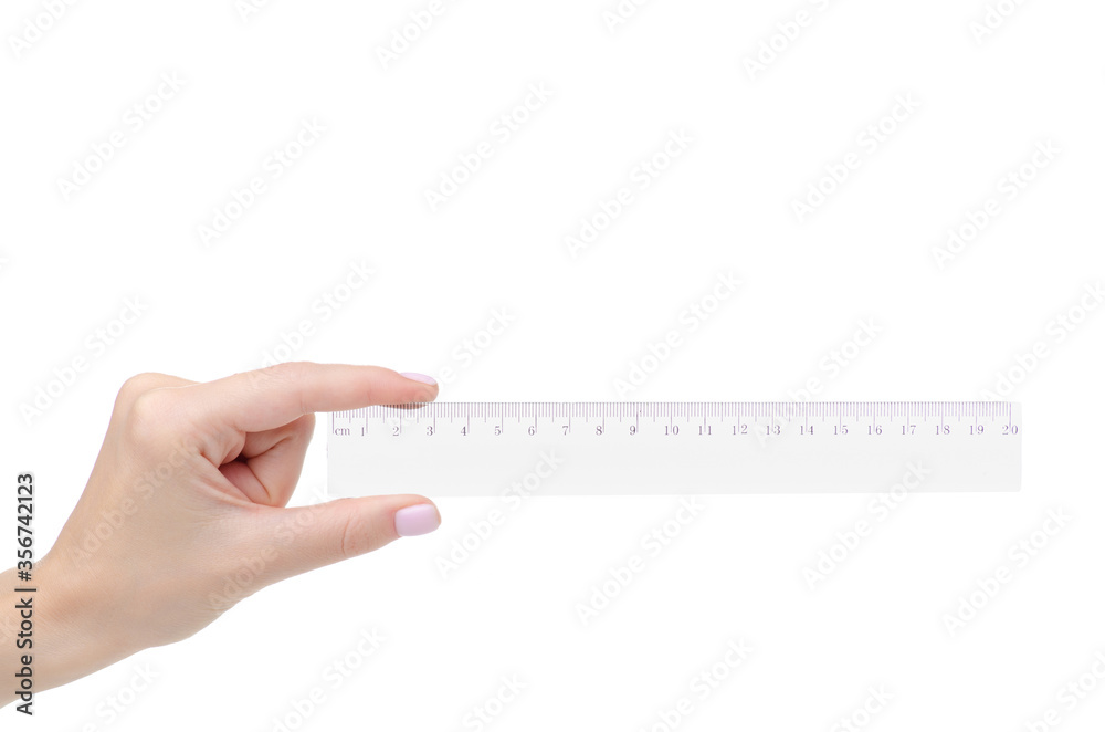 ruler in hand on white background isolation Stock Photo | Adobe Stock