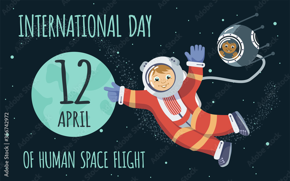 Vetor de An astronaut in outer space. Vector illustration in the style ...