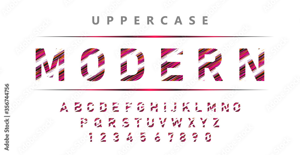 Modern style strips funk font, minimal Letters set for futuristic ...