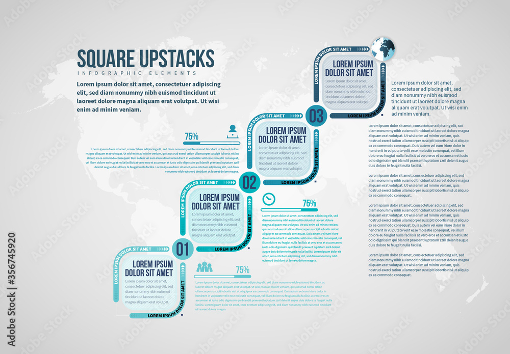 Stacked Squares Infographic Stock Template | Adobe Stock