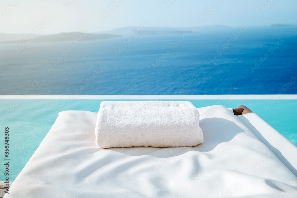 infinity pool Santorini Greece looking out over the caldera of the ...