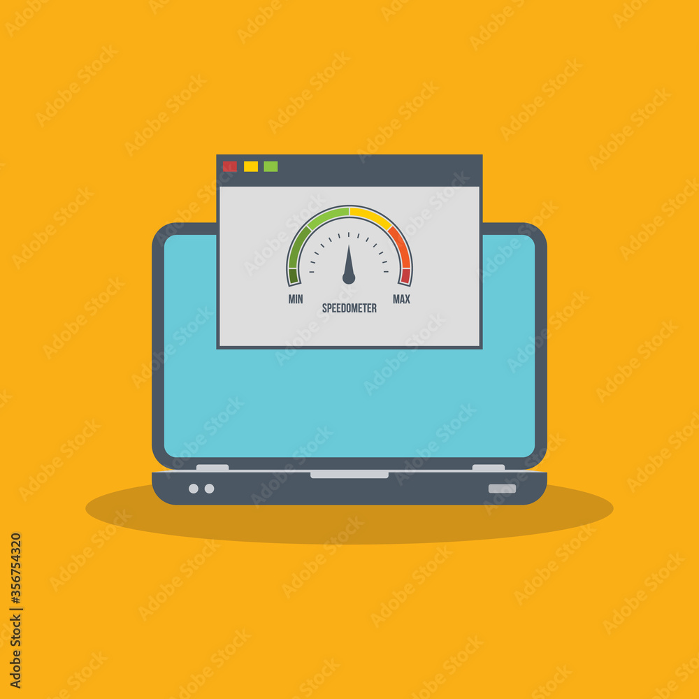 Speed test on laptop. Speedometer Internet Speed . Website speed ...
