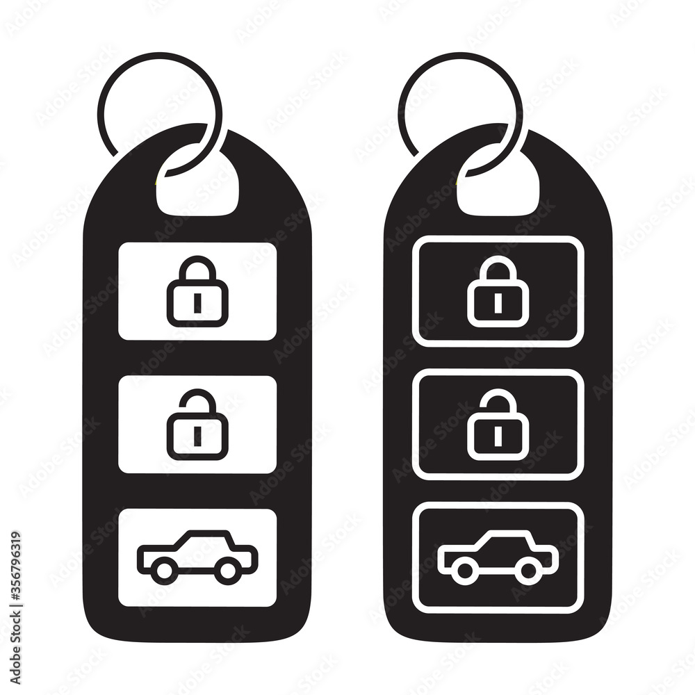 Car smart key or automobile keyless smart key flat icons for apps and ...