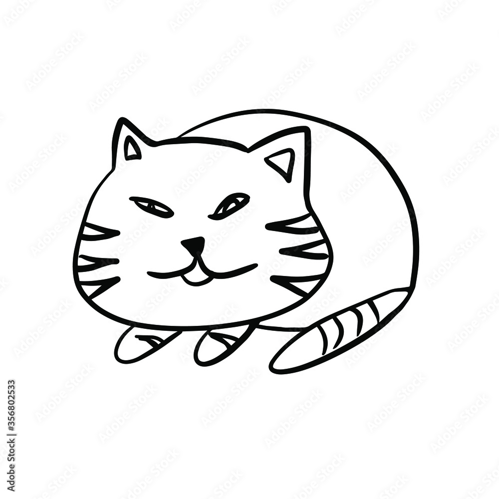 Stylish cute cat. Vector illustration on white background. For cards ...