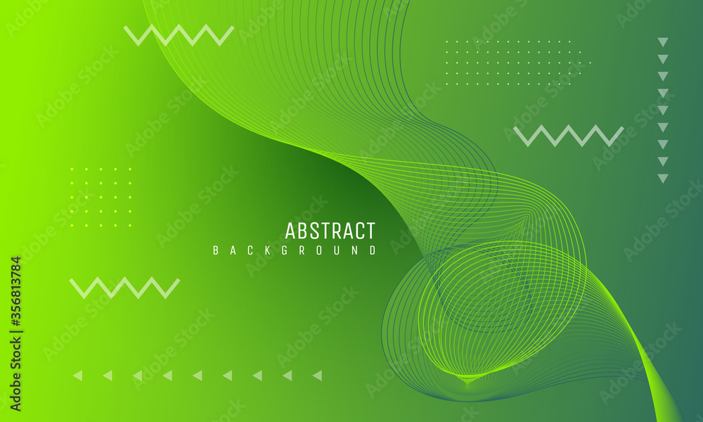 abstract green curve lines background. Modern, minimalist, suitable for ...