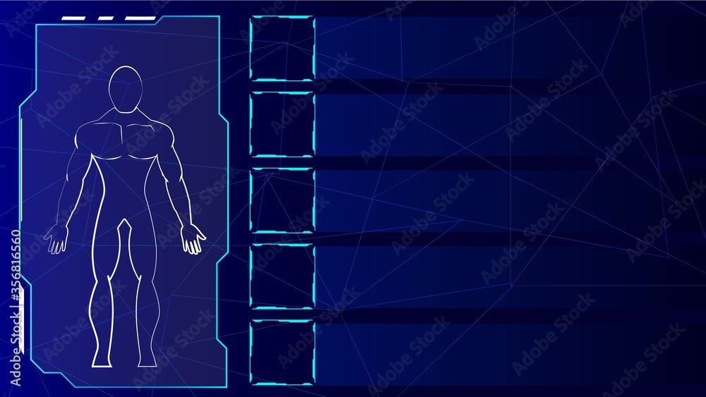 16:9 hud interface,futurastic human body,hud biology elelemt,Display ...