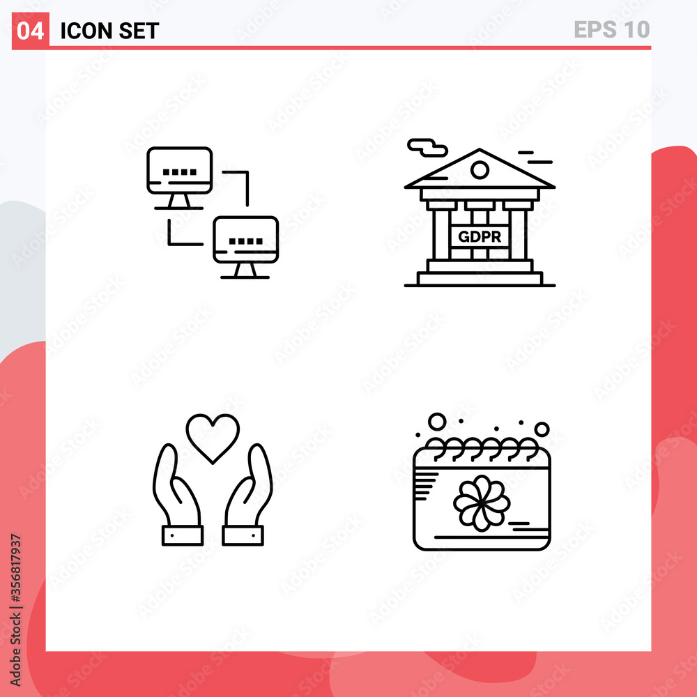 4 Universal Line Signs Symbols of computer, love, computers, financial ...
