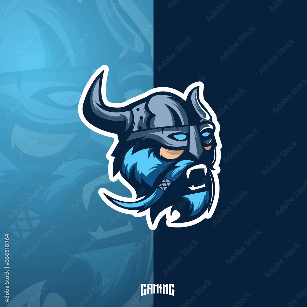 Blue Viking mascot logo design vector with modern illustration concept ...