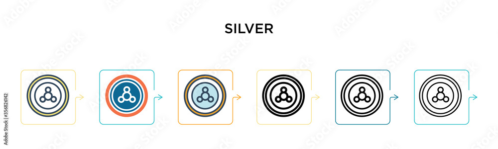Silver vector icon in 6 different modern styles. Black, two colored ...