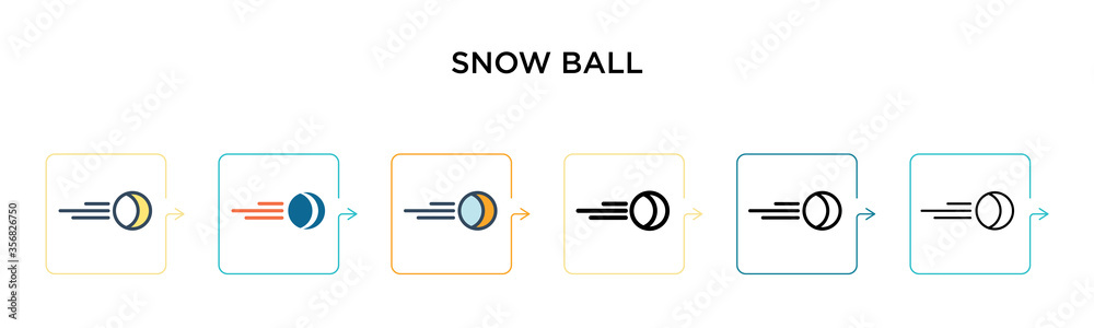 Snow ball vector icon in 6 different modern styles. Black, two colored ...