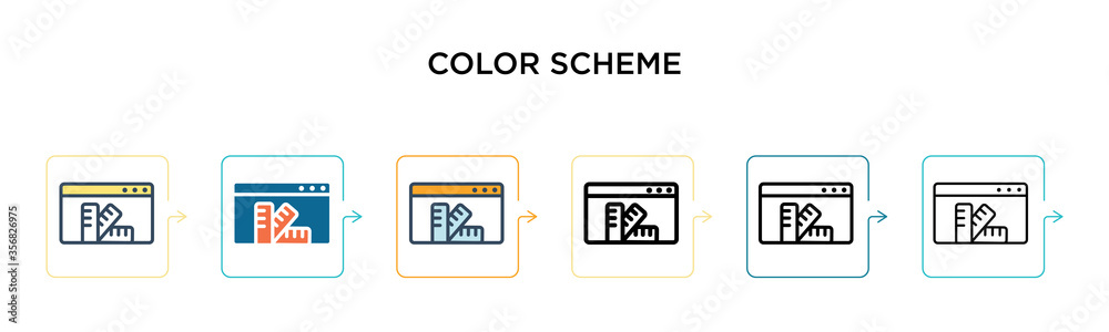 Color scheme vector icon in 6 different modern styles. Black, two ...