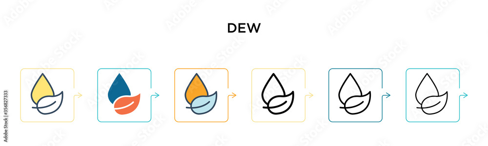 Dew vector icon in 6 different modern styles. Black, two colored dew ...