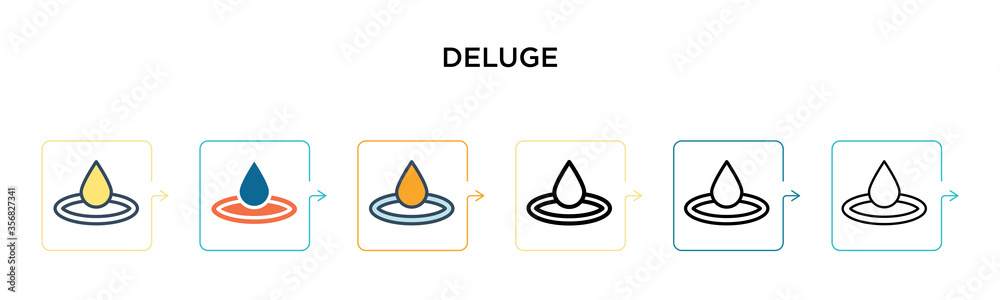 Deluge vector icon in 6 different modern styles. Black, two colored ...