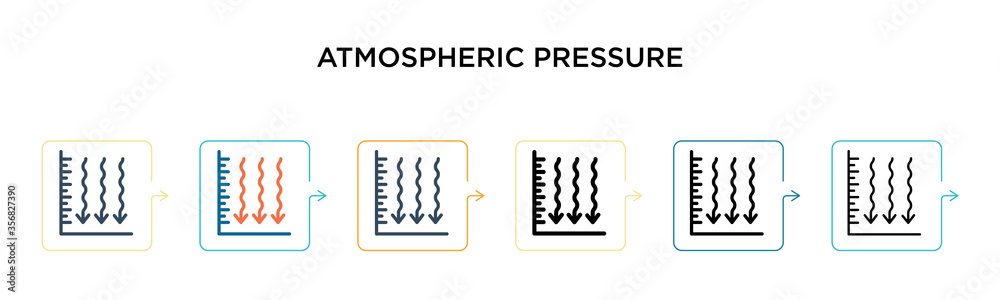 Atmospheric pressure vector icon in 6 different modern styles. Black ...