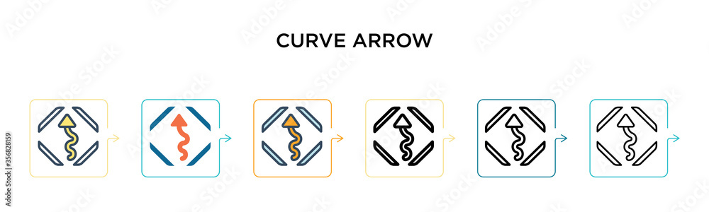 Curve arrow signal of traffic vector icon in 6 different modern styles ...