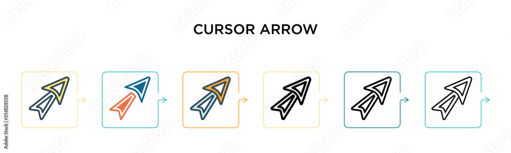 Cursor arrow vector icon in 6 different modern styles. Black, two ...