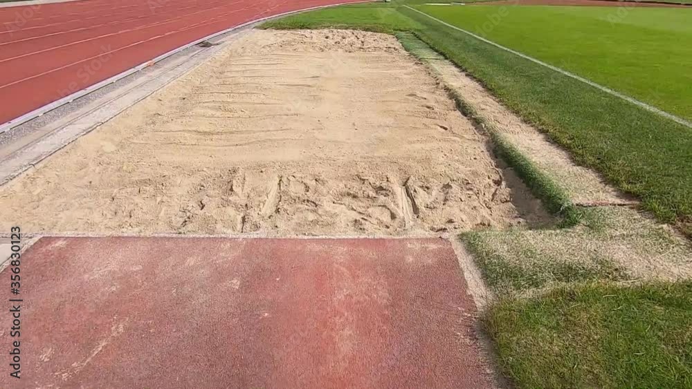Long jump athlete field of view. Track and field sport event. Stock ビデオ ...