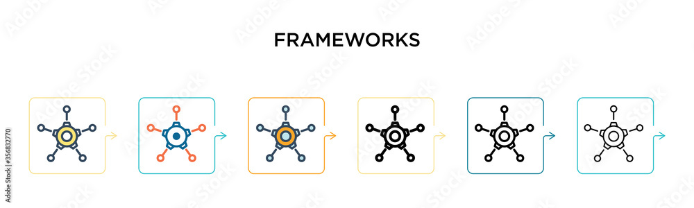 Frameworks vector icon in 6 different modern styles. Black, two colored ...