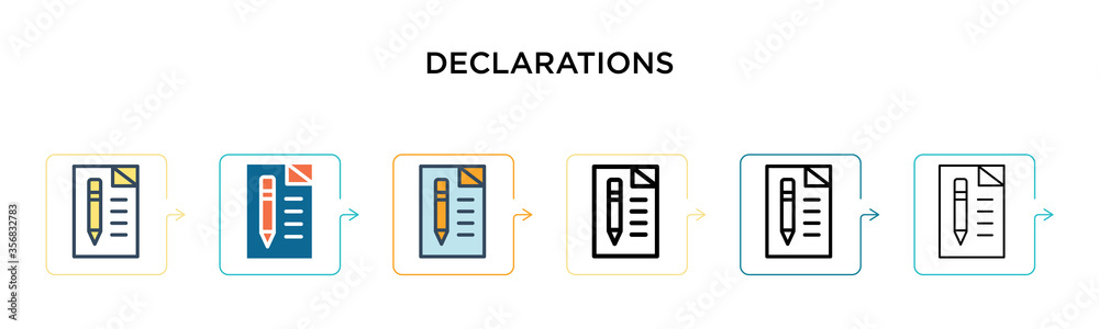 Declarations vector icon in 6 different modern styles. Black, two ...