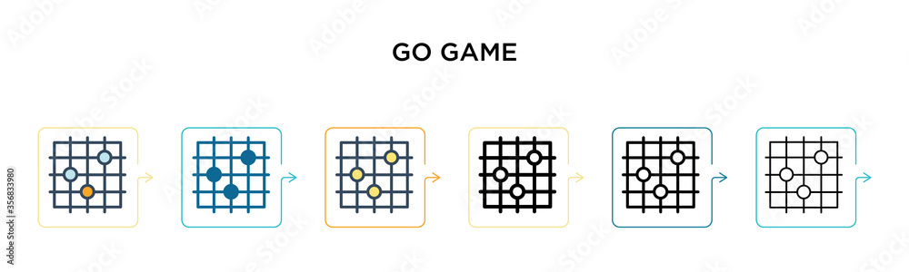 Go game vector icon in 6 different modern styles. Black, two colored go ...